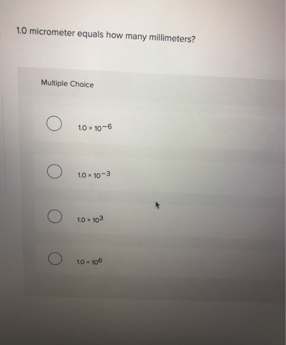 Solved 1 0 Micrometer Equals How Many Millimeters Multiple Chegg Solved 1 0 Micrometer Equals How Many Millimeters Multiple Chegg