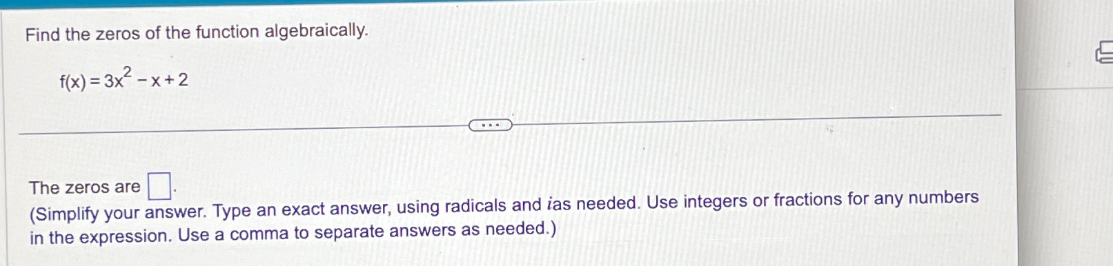 Solved Find the zeros of the function | Chegg.com