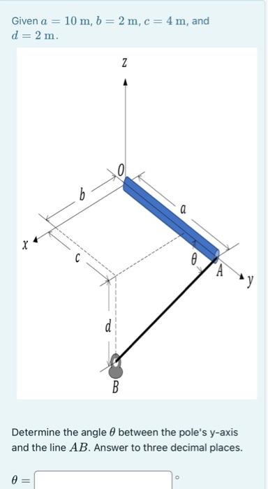Solved Given a=10 m,b=2 m,c=4 m, and d=2 m. Determine the | Chegg.com