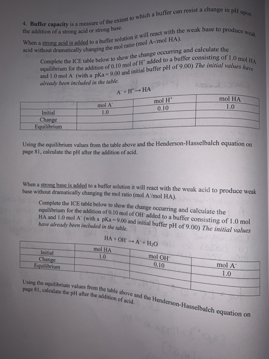 Solved 4 Buffer Capacity Is A Measure Of The Extent To