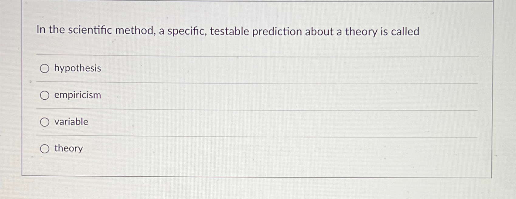Solved In the scientific method, a specific, testable | Chegg.com