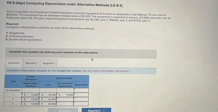 Solved E9.9 (Algo) Computing Depreciation under Alternative | Chegg.com