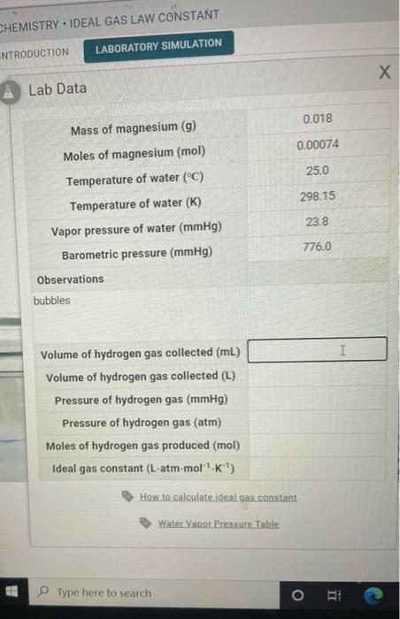 Solved CHEMISTRY. IDEAL GAS LAW CONSTANT INTRODUCTION | Chegg.com