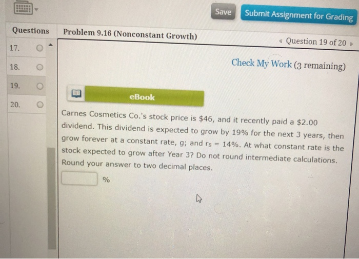 Solved Save Submit Assignment for Grading Questions Problem | Chegg.com