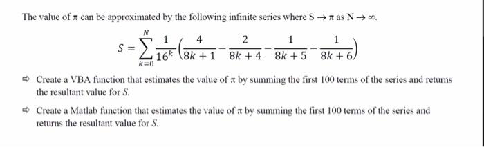 Solved The value of π can be approximated by the following | Chegg.com
