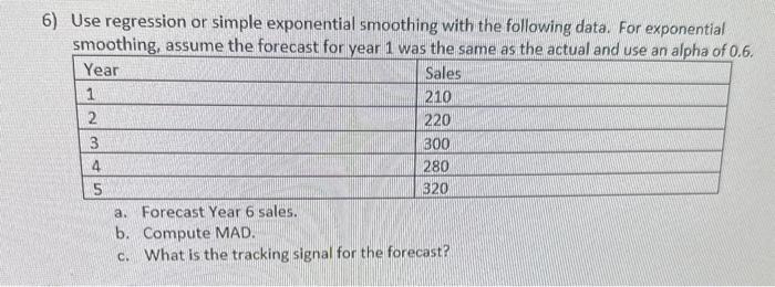 [solved] Use Regression Or Simple Exponential Smoothing Wi