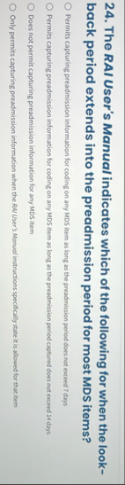 Solved The RAI User's Manual indicates which of the | Chegg.com