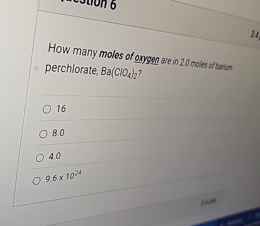 Solved How many moles of oxygen are in 2.0 ﻿moles of barium | Chegg.com