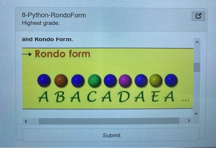 Solved 8-Python-RondoForm Highest grade: Problem Statement | Chegg.com