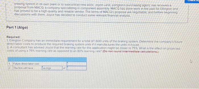 Solved Problem 8-53 (Algo) Learning Curves [LO 8-1, 8-5] | Chegg.com