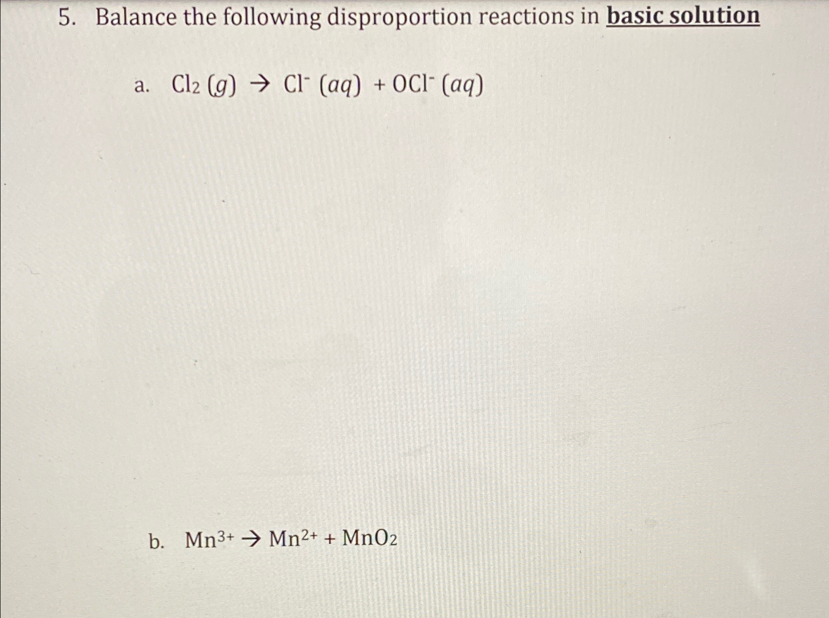 Balance the following disproportion reactions in | Chegg.com