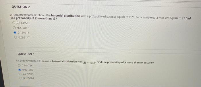 Solved QUESTION 2 A random variable X follows the binomial | Chegg.com