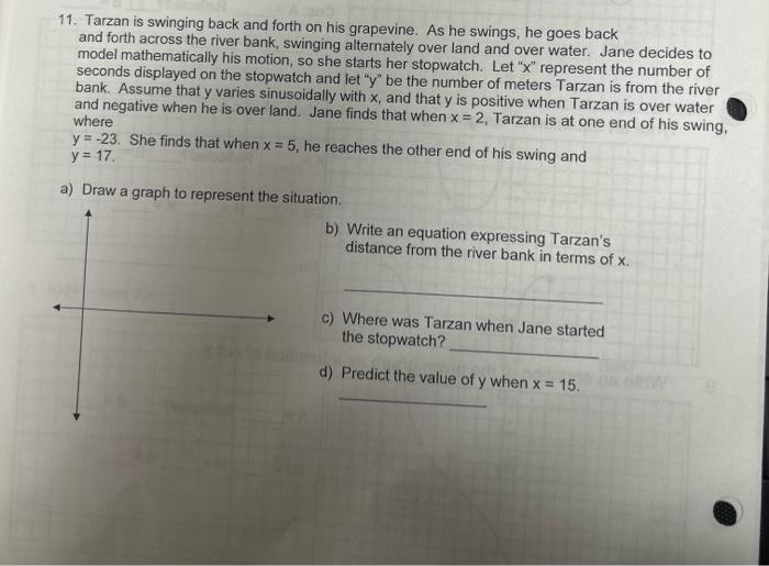 Solved 11. Tarzan is swinging back and forth on his | Chegg.com