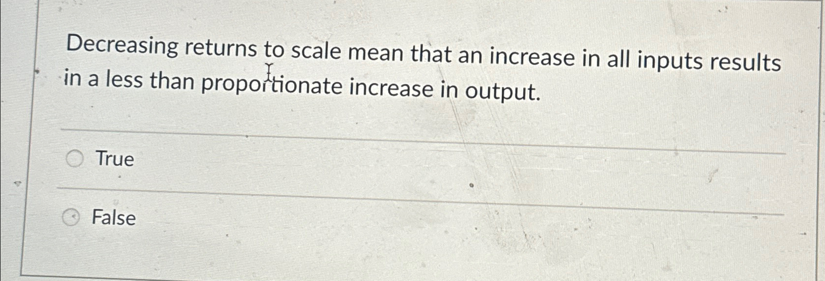 Solved Decreasing returns to scale mean that an increase in | Chegg.com