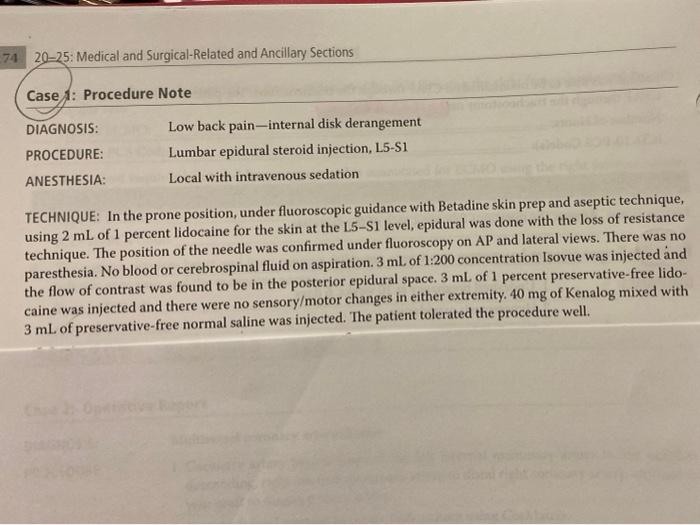 Solved 74 20-25: Medical and Surgical-Related and Ancillary | Chegg.com