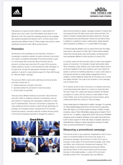Solved adidas THE TIMES 100 BUSINESS CASE STUDIES Planning | Chegg.com