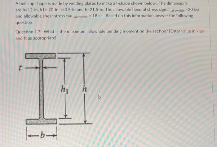 Solved A built-up shape is made by welding plates to make a | Chegg.com