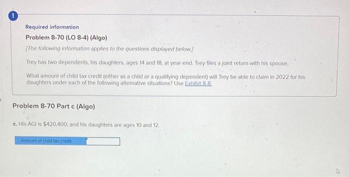 Required information Problem 8-70 (LO 8.4) (Algo) | Chegg.com