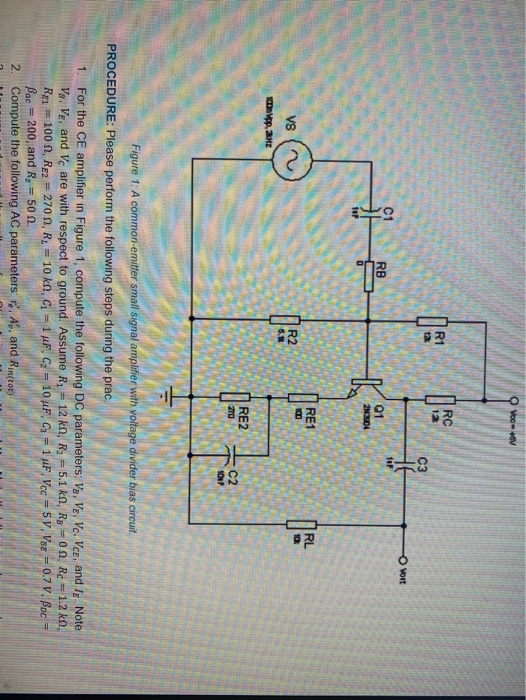 Solved calculate the DC parameters: VB, VE, VC, VCE, IE and | Chegg.com