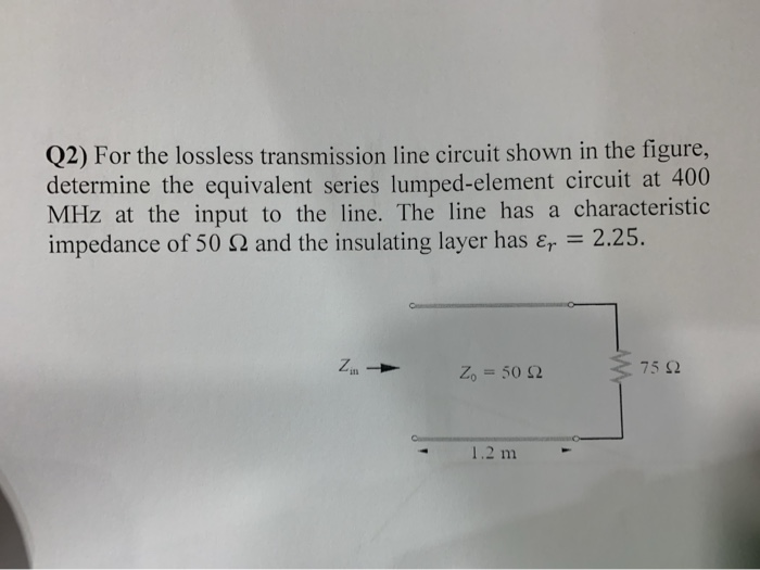Solved Q2) For the lossless transmission line circuit shown | Chegg.com