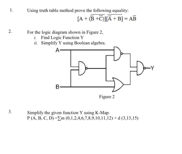 Solved 1. Using truth table method prove the following | Chegg.com
