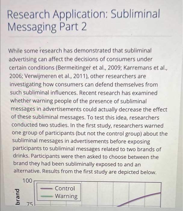 Solved Research Application: Subliminal Messaging Part 2 | Chegg.com