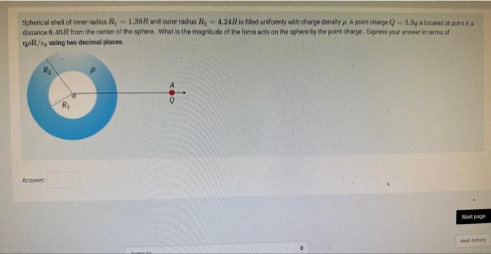 Solved Spherical shell of inner radius R3=1.39R and outer | Chegg.com