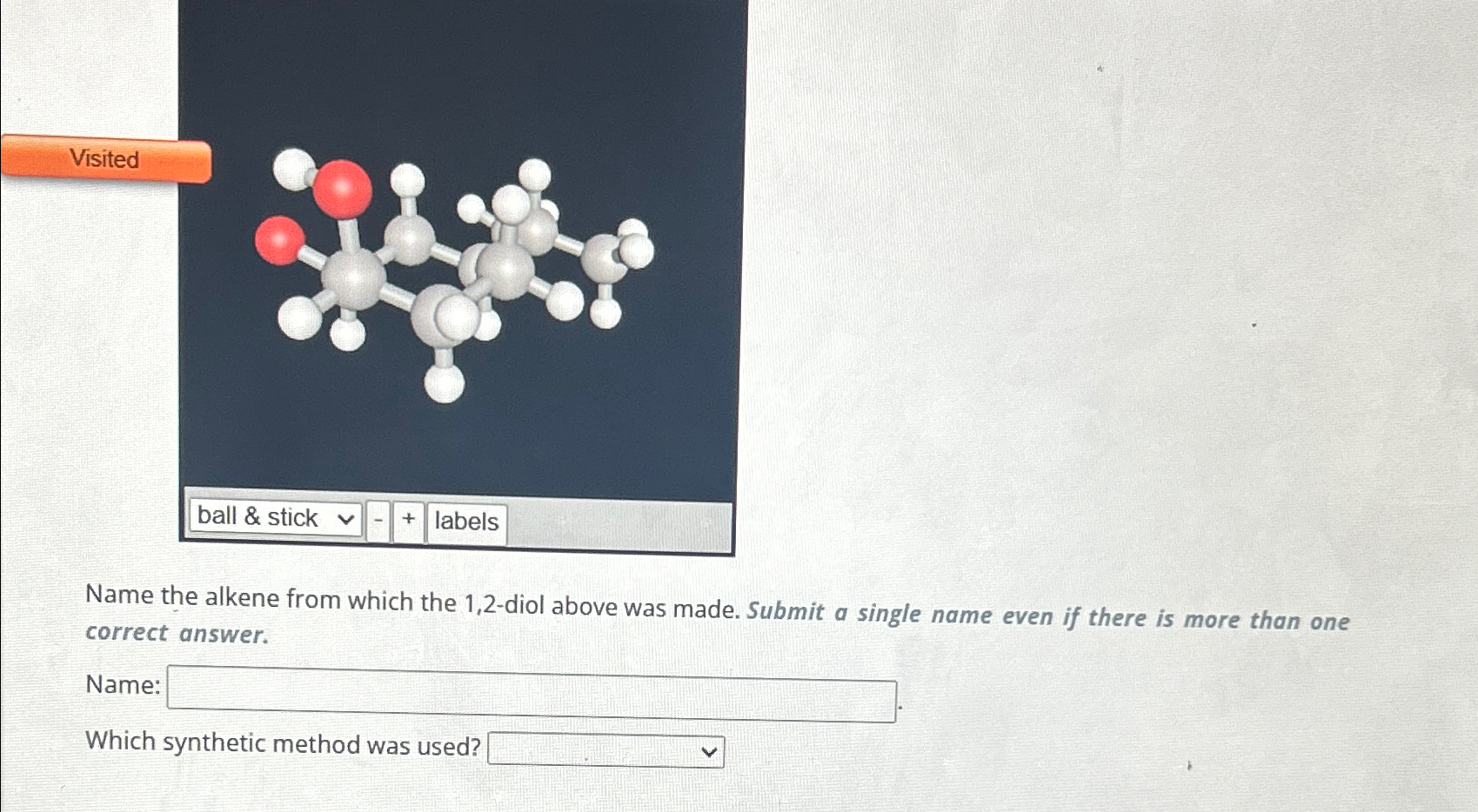 Solved Dall & stick vv||-||+|| ﻿labelsName the alkene from | Chegg.com