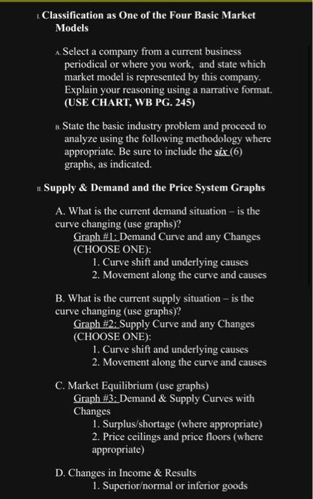 Solved . Classification as One of the Four Basic Market | Chegg.com