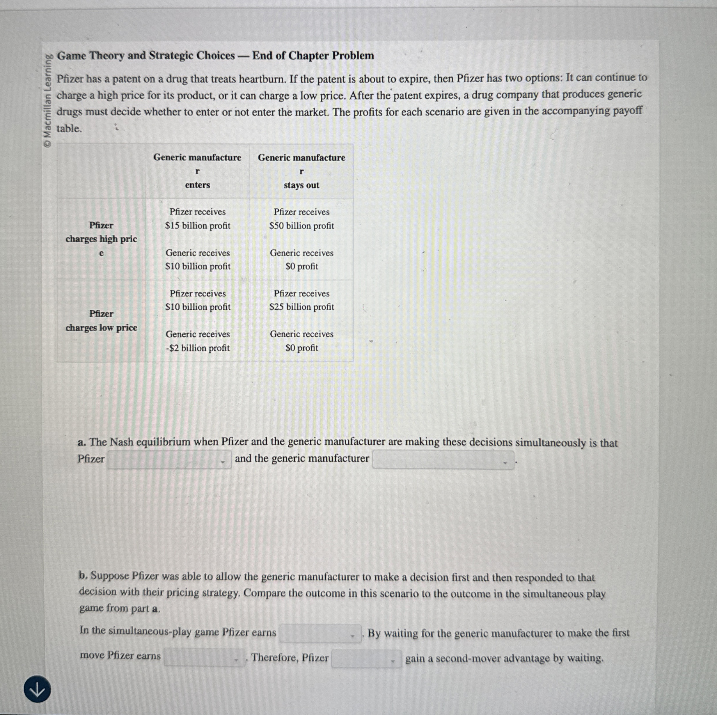 Solved Game Theory and Strategic Choices - ﻿End of Chapter | Chegg.com