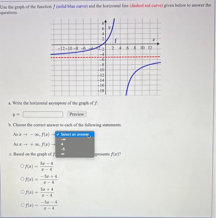 Solved Use the graph of the function f (solid blue curve) | Chegg.com
