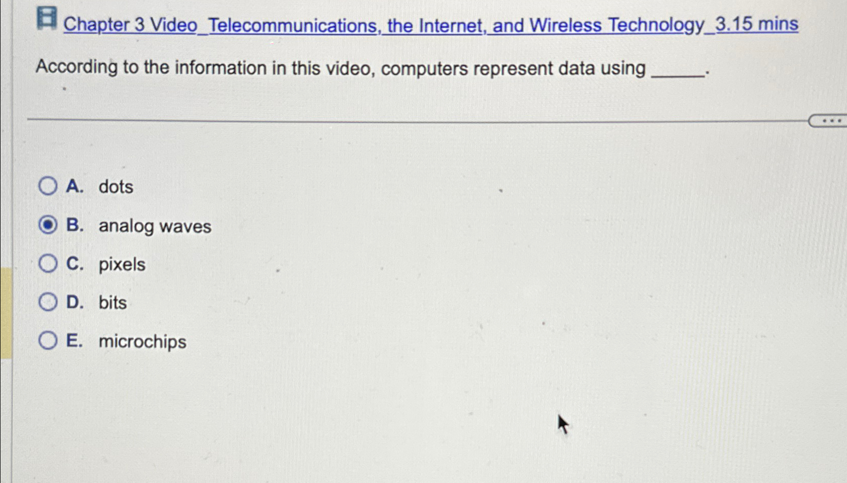 Solved 日Chapter 3 ﻿Video_Telecommunications, the Internet, | Chegg.com