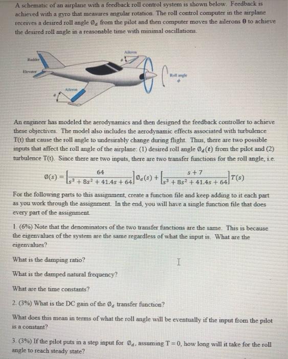 A schematic of an airplane with a feedback roll | Chegg.com