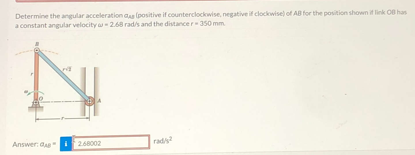 Solved Determine the angular acceleration aAB (positive if | Chegg.com