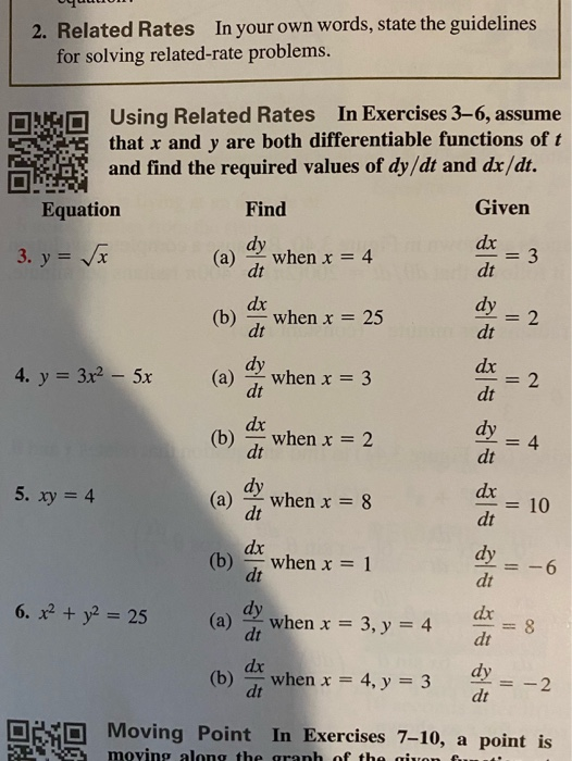 Solved related rates! please help eith 3 - 6. i dont | Chegg.com