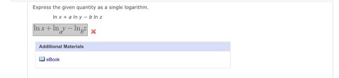 Solved Express the given quantity as a single logarithm. | Chegg.com