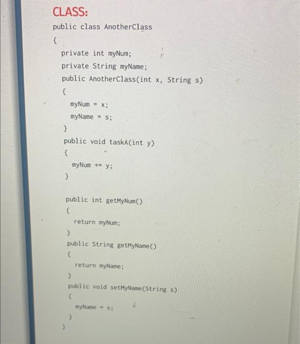 Solved am Use the following class and program to answer the | Chegg.com