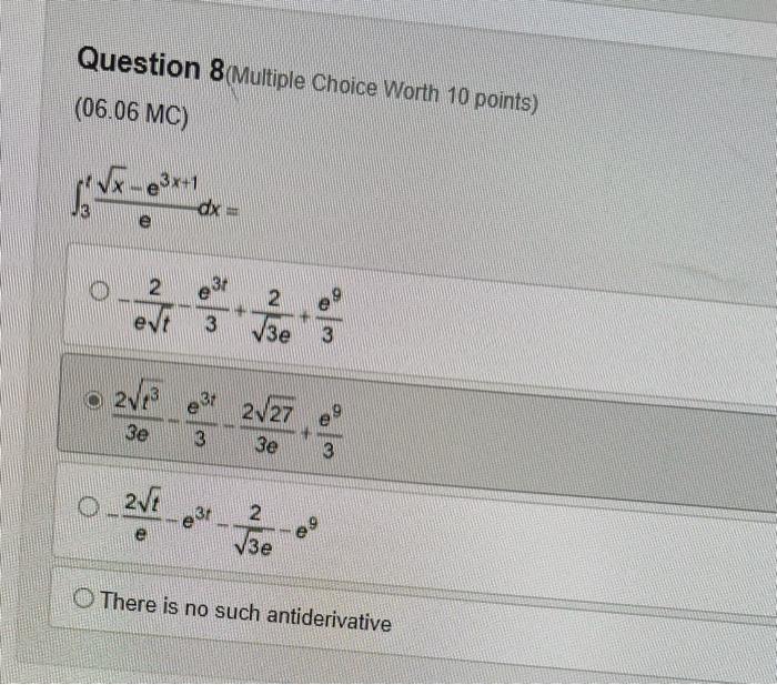 Solved Question 8 (Multiple Choice Worth 10 points) | Chegg.com
