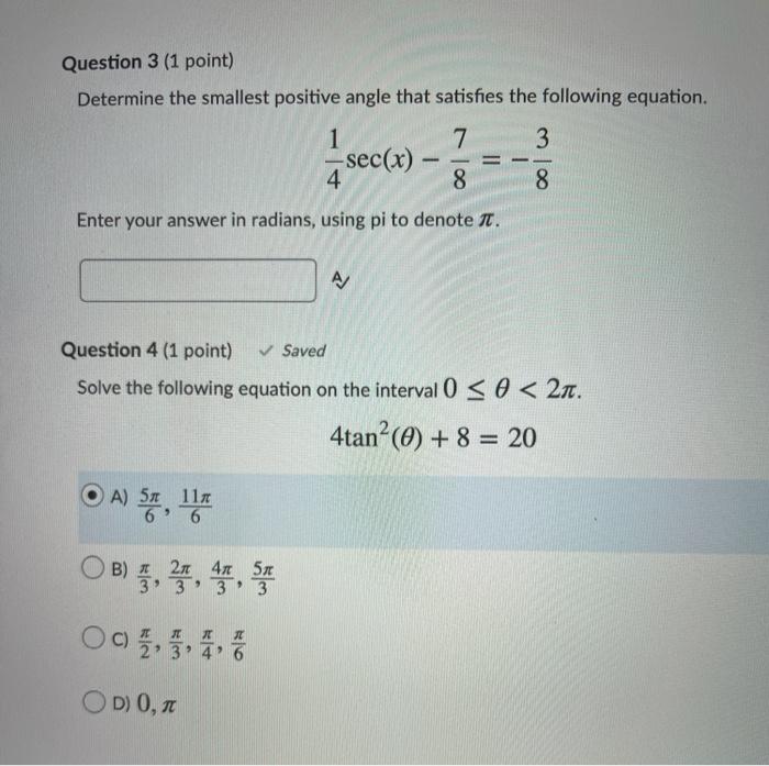 Solved Question 3 (1 point) Determine the smallest positive | Chegg.com