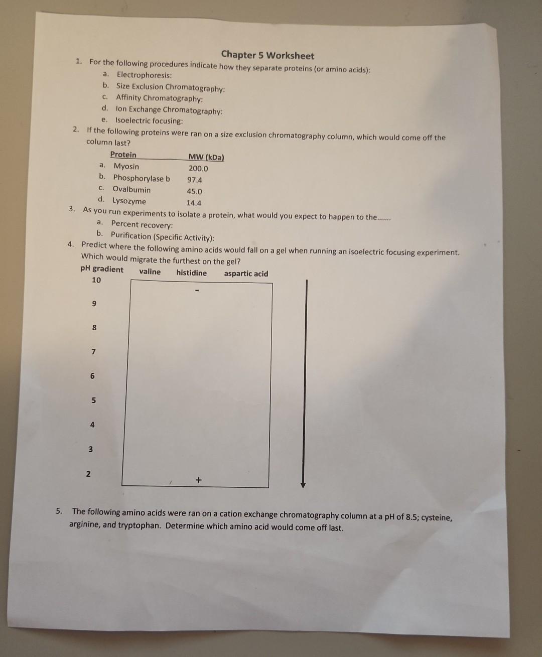 Solved Chapter 5 Worksheet 1. For the following procedures | Chegg.com