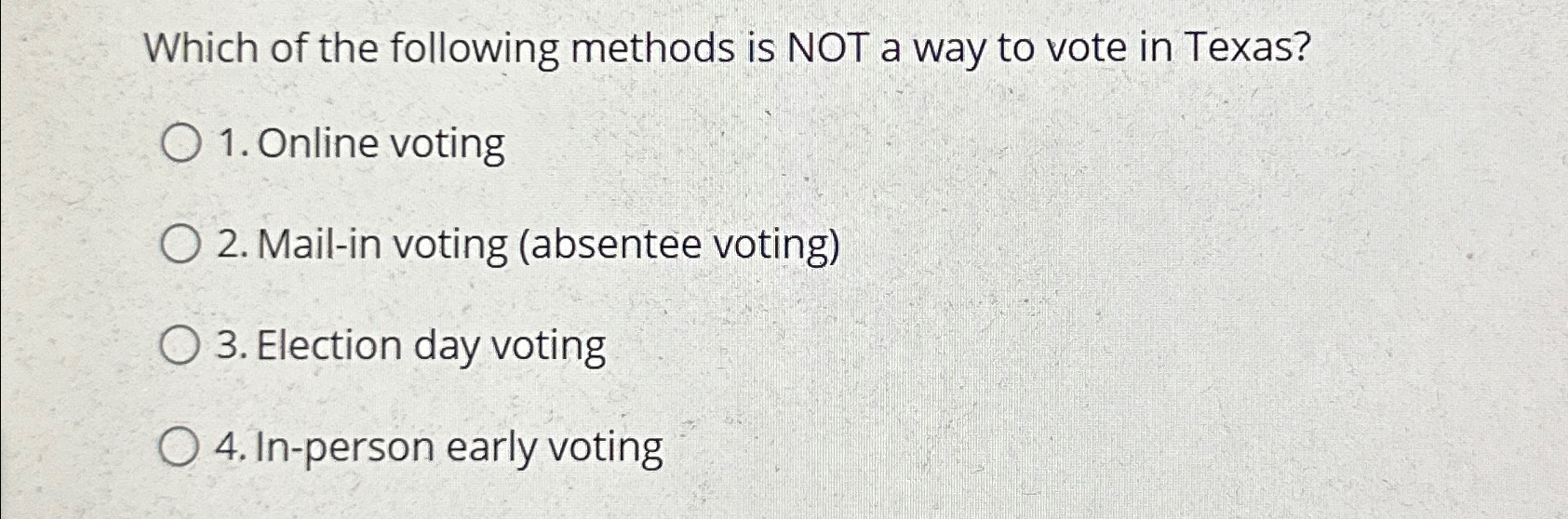 Solved Which of the following methods is NOT a way to vote | Chegg.com
