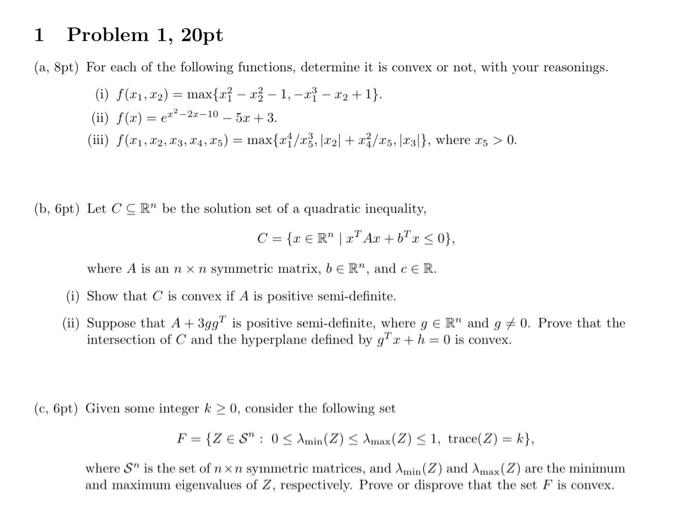 Solved (a, 8pt) For each of the following functions, | Chegg.com