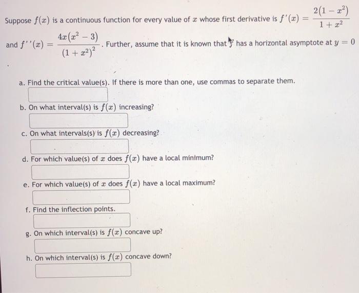Solved Suppose f(x) is a continuous function for every value | Chegg.com