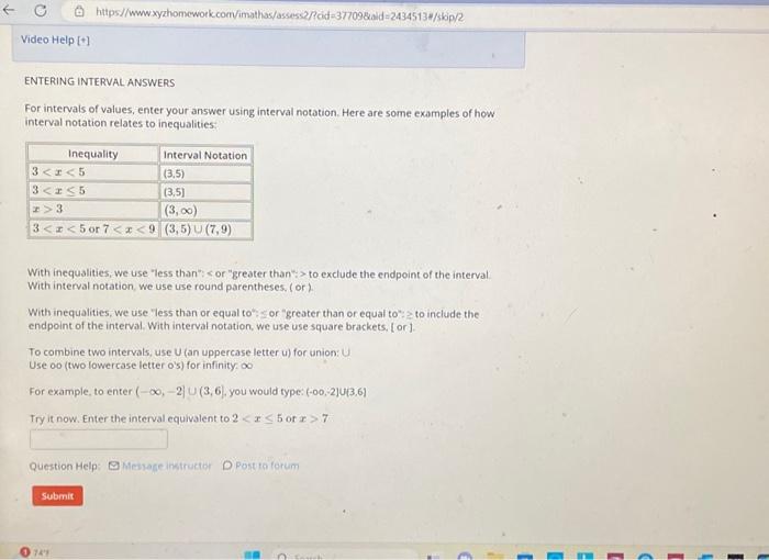 Solved ENTERING INTERVAL ANSWERS For intervals of values, | Chegg.com