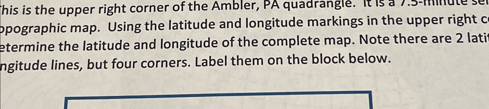 Solved his is the upper right corner of the Ambler, PA | Chegg.com