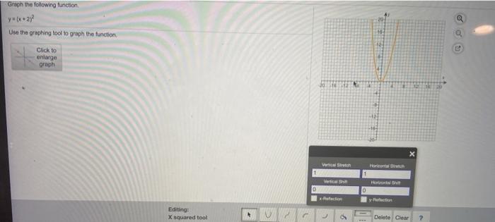 Solved Graph the following function y=(x+27 Use the graphing | Chegg.com