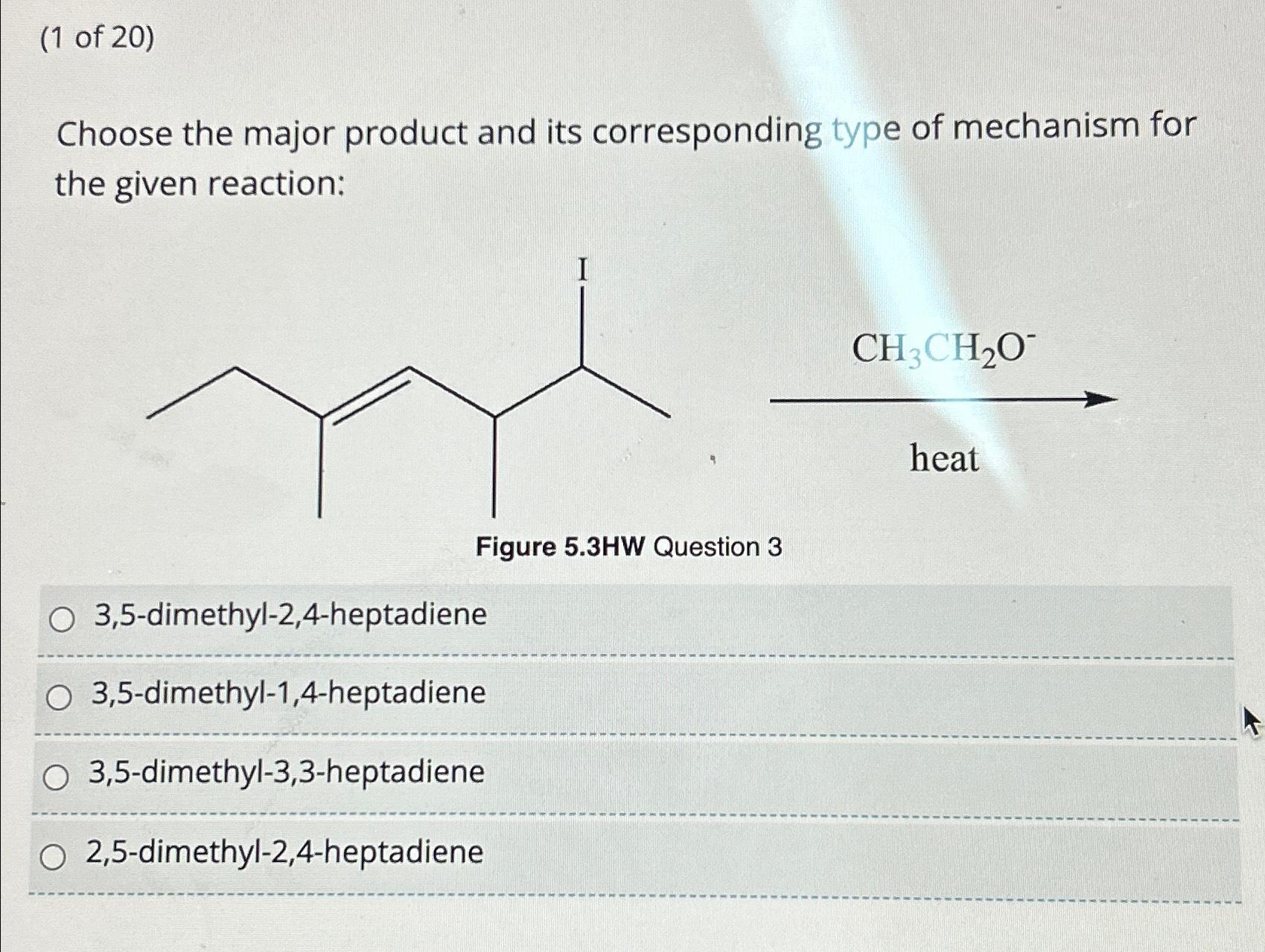 Solved (1 ﻿of 20 )Choose the major product and its | Chegg.com