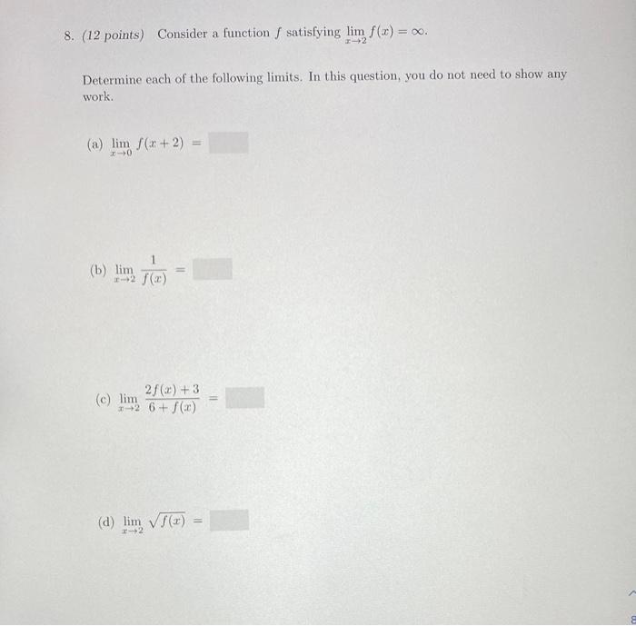 Solved 8. (12 points) Consider a function f satisfying | Chegg.com Solved 8. (12 points) Consider a function f satisfying | Chegg.com