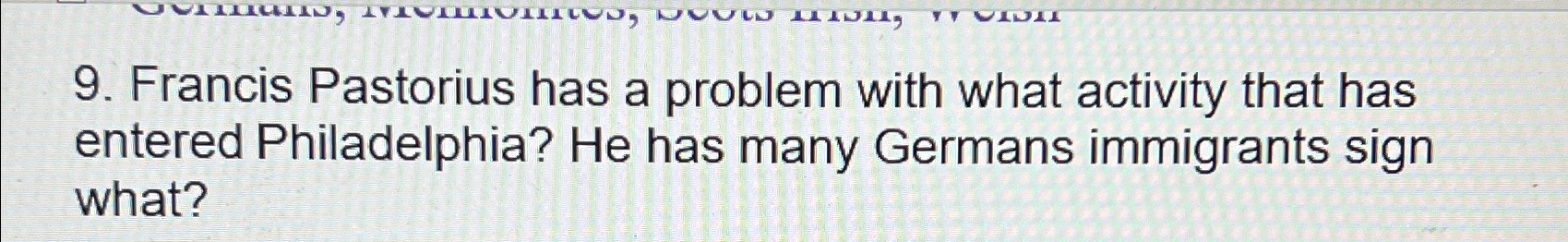 Solved Francis Pastorius has a problem with what activity | Chegg.com