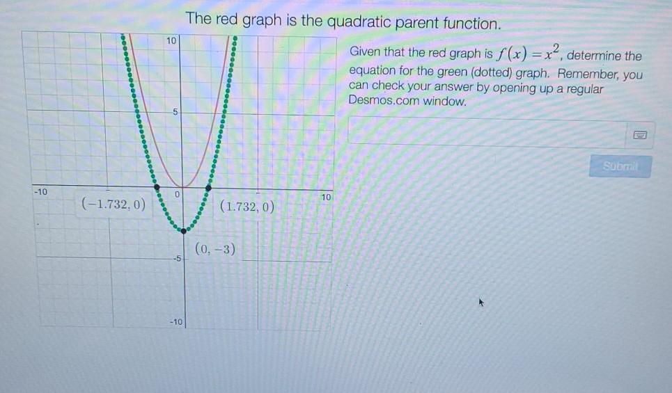 Solved 10 The red graph is the quadratic parent function. | Chegg.com